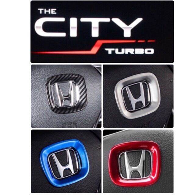 All new honda city2020 กรอบโลโก้พวงมาลัย เคฟล่า, บรอนซ์เงิน, แดง,ฟ้า ...