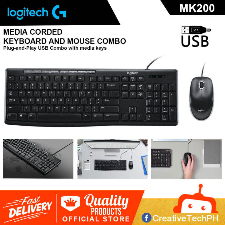 Logitech Mk200 Wired Usb Keyboard And Usb Mouse Combo Media Combo