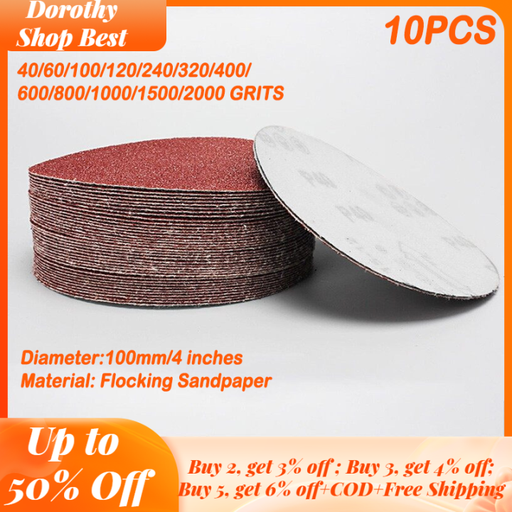 【COD+Ready Stock】DOSB 10pcs 4inch 100mm Round Sandpaper Disk Sand ...