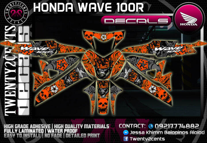 honda wave 100r / 100 decals / sticker tribals | Lazada PH