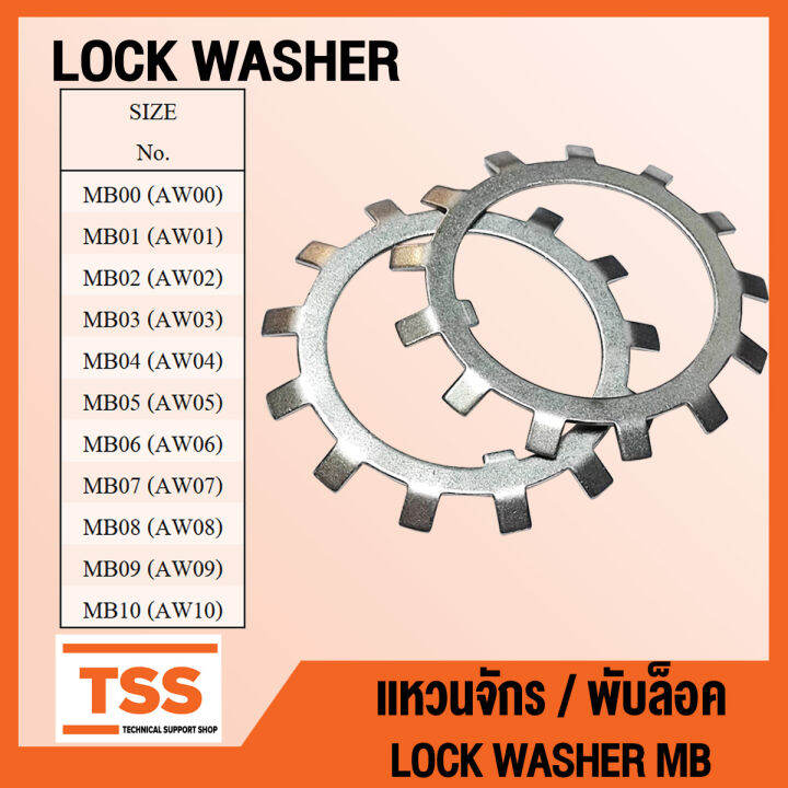 MB00 MB01 MB02 MB03 MB04 MB05 MB06 MB07 MB08 MB09 MB10 แหวนจักร/พับล็อค แหวนล็อคเพลา MB ใช้กับน ...