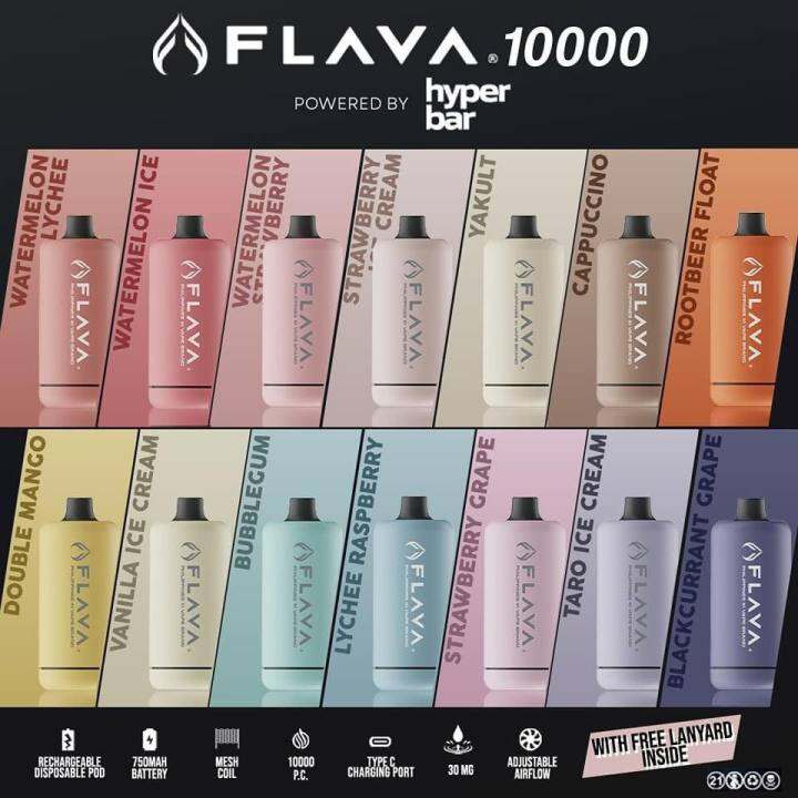 Flava Hyperbar 10000 Puffs Dispo Flava Hyper Bar 10k Puffs Powered By Hyperbar Type C Charging