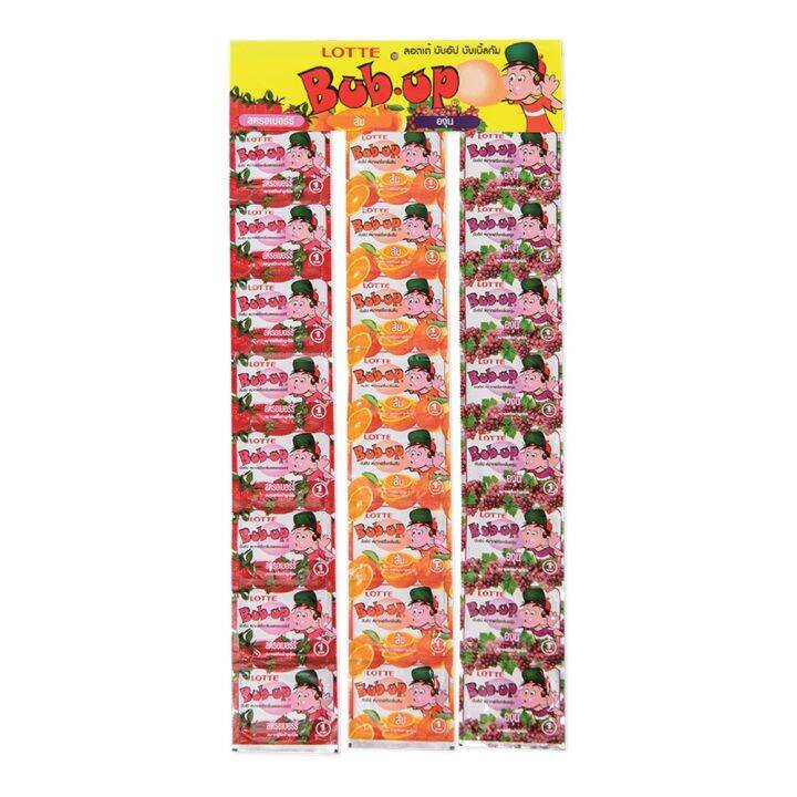 [ส่งฟรี!!!] ลอตเต้ บับอัป บับเบิ้ลกัม หมากฝรั่งรสผลไม้ 3.5 กรัม แผงละ 24 ชิ้นLotte Bubup Bubble ...