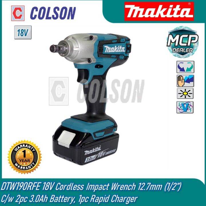 COLSON MAKITA DTW190RFX2 12.7 mm (1/2") 18V Cordless Impact Wrench ...