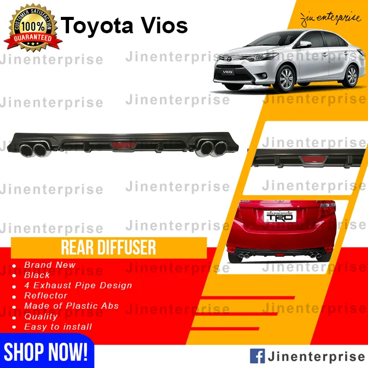 Toyota Vios Superman 2013-2017 3rd Gen Rear Bumper Lip Diffuser with ...
