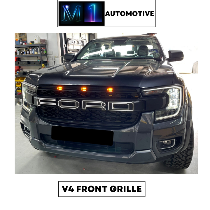 Raptor Style V4 Front Grille with LED (3pcs) and Wording Light For Next ...