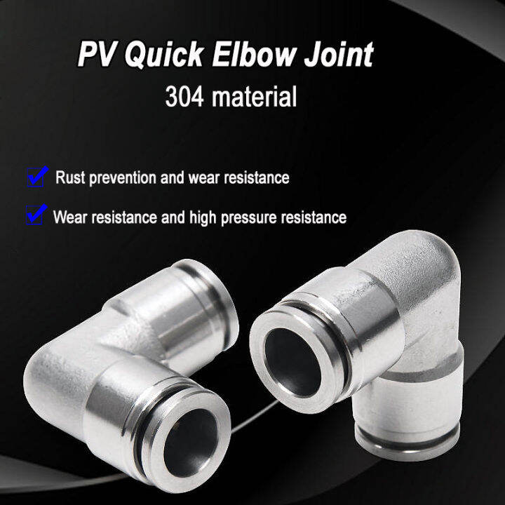 304 Stainless Steel Quick Connector PV Pneumatic Gas Pipe Right Angle 90 Degree L-Shaped Elbow ...