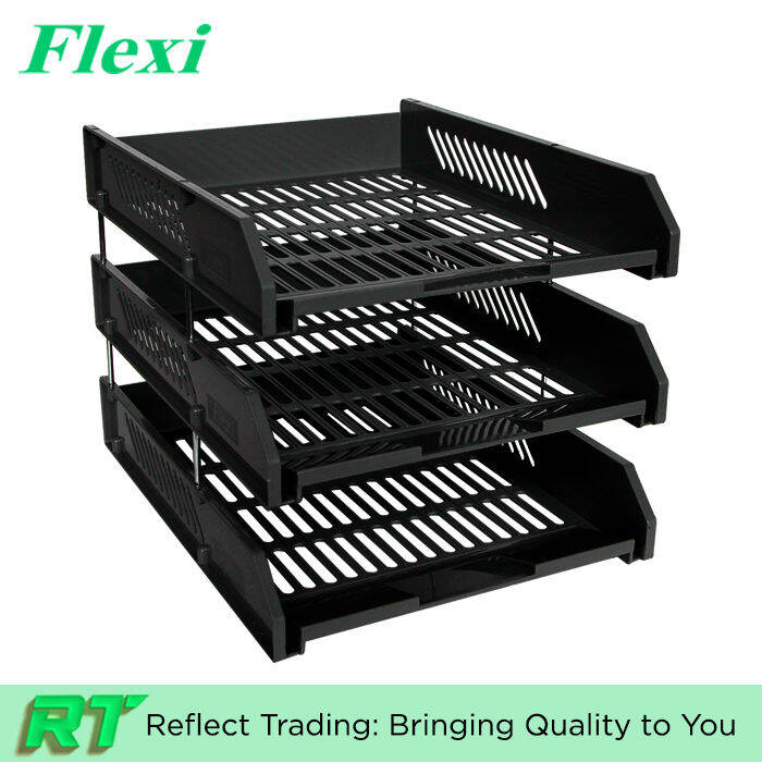 Flexi A4 3-Tier ABS Letter Tray in Grey and Black | Lazada Singapore