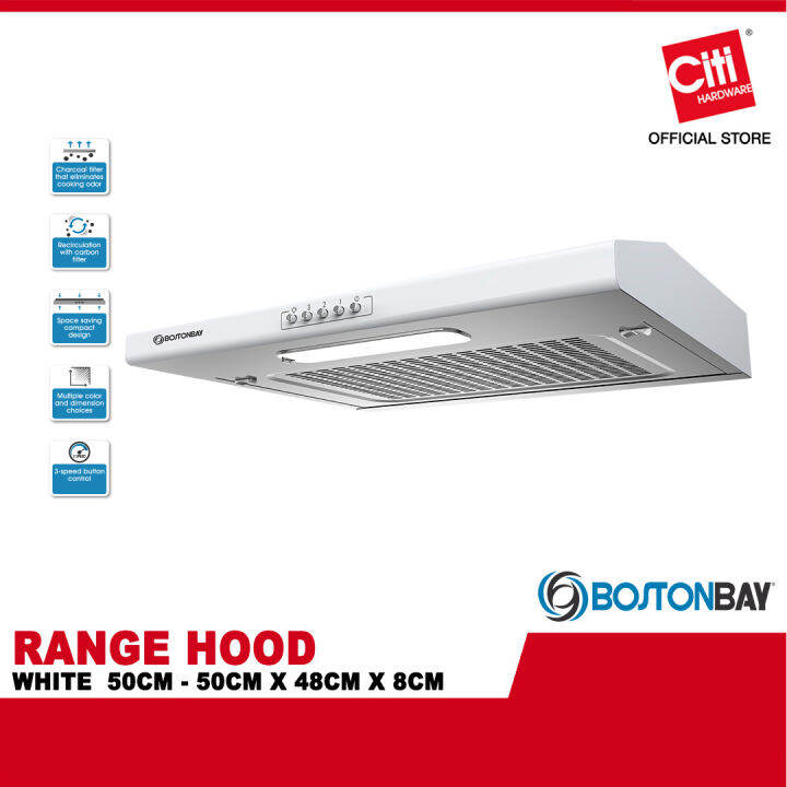Boston Bay Kitchen Range Hood 50cm Ductless or With Duct Low Noise ...