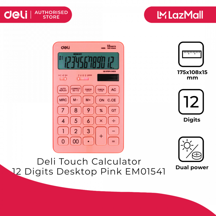 Deli Touch Calculator 12 Digits Desktop Pink EM01541 | Lazada PH