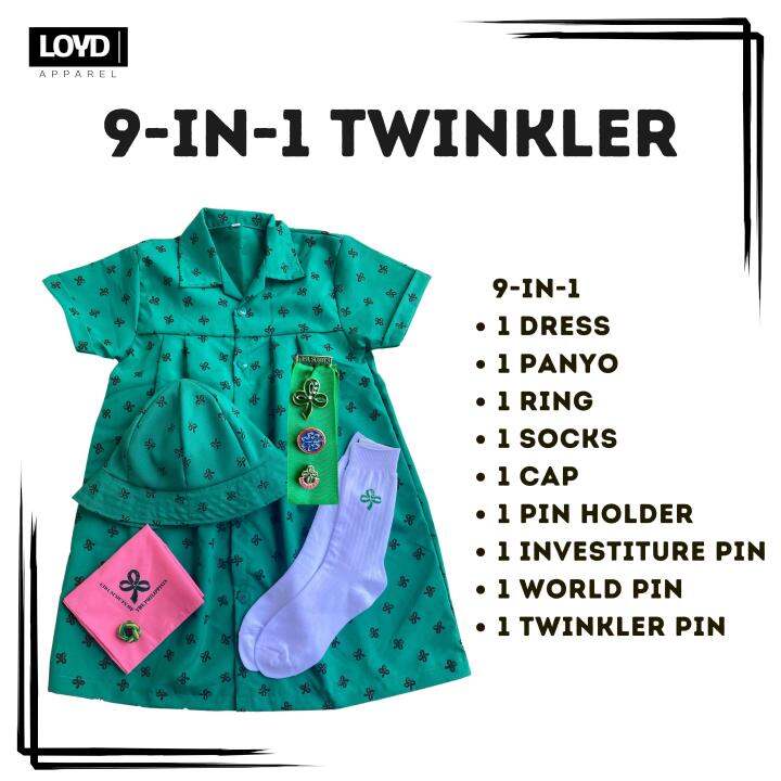 LOYDAPPAREL GSP Twinkler Dress Type A Complete Set of Scout Uniform ...