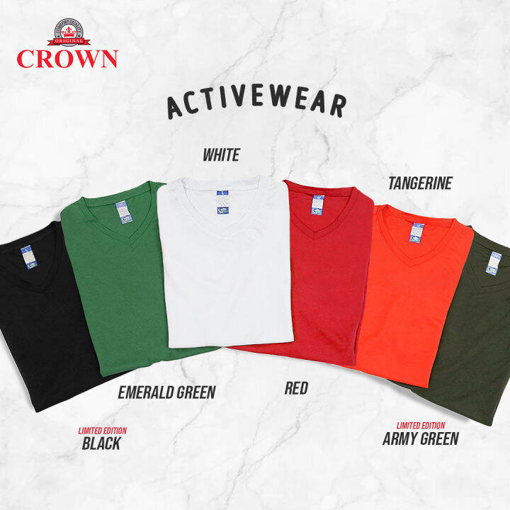 Crown Mens Active Wear V Neck Dri Fit Shirt Dark Colors Army