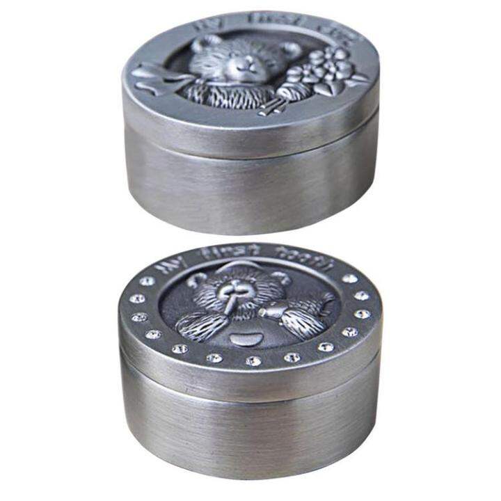 First Curl and First Tooth Baby Teeth Storage Box Metal Tooth Holder ...