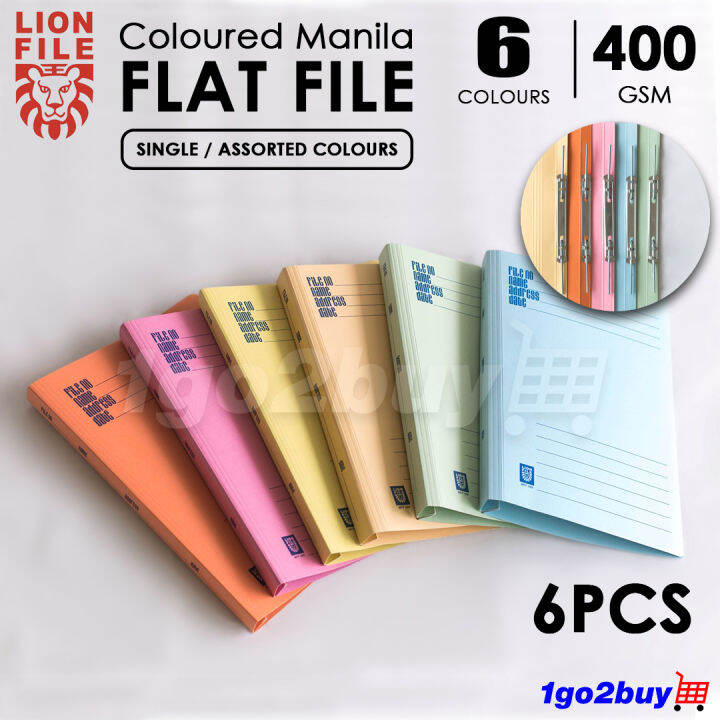 Lion File Flat FIle Assorted Colours Manila Files 400gsm Premium with ...