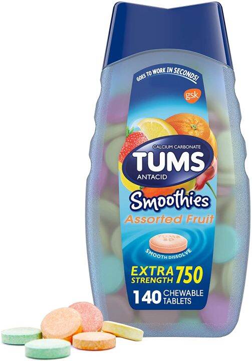TUMS Smoothies Extra Strength Heartburn Relief Chewable Tablets ...