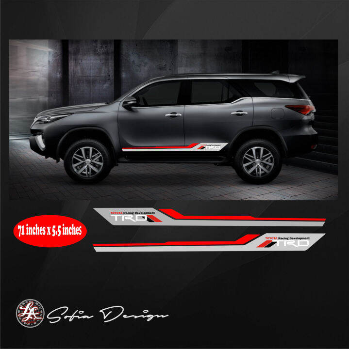 TRD SIDE DOOR STICKER DECAL FOR TOYOTA FORTUNER 2 pcs. (left & right ...