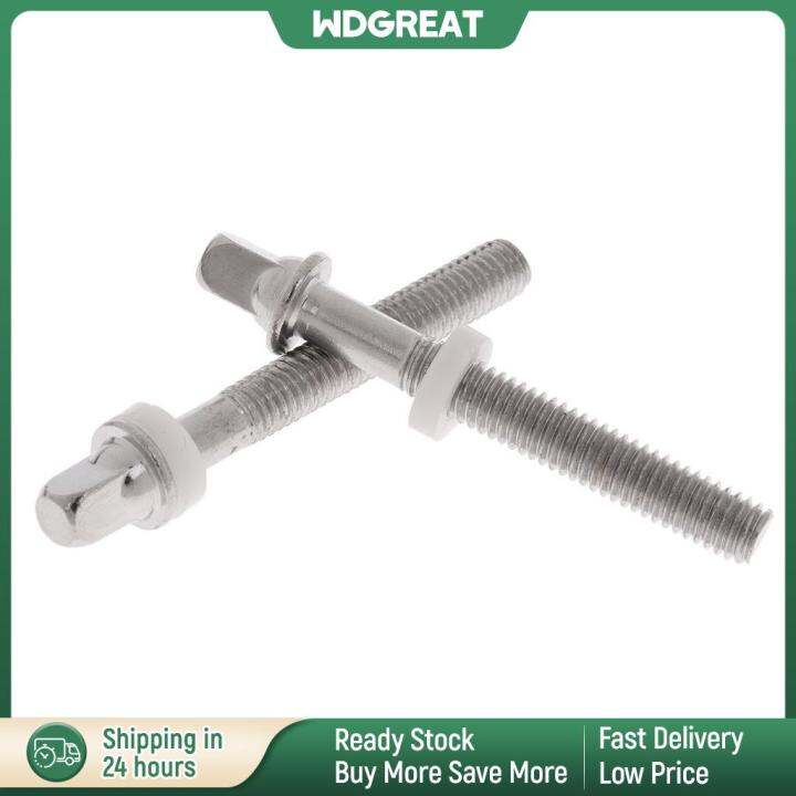 WDGREAT 2pcs 10mm Drum Tension Rods Tension Screws Bolts for Tom Snare ...