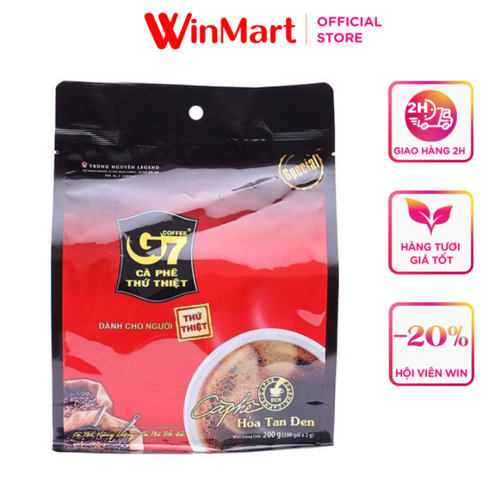 [Siêu thị WinMart] -Cà phê đen hòa tan G7 200g (100 gói x 2g) | Lazada.vn
