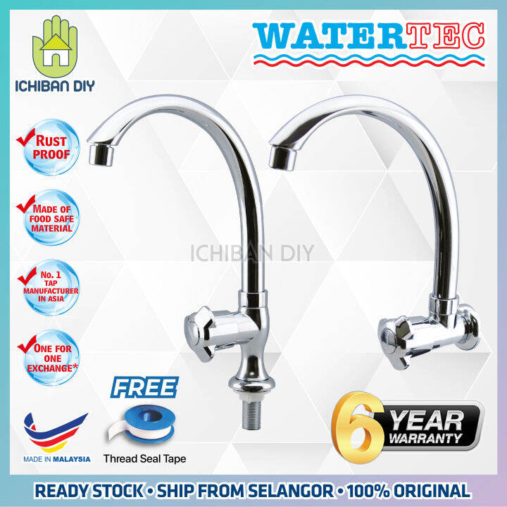 WATERTEC Pillar / Wall Sink Tap K4tana 103 N Wtc Chrome Finishing White ...