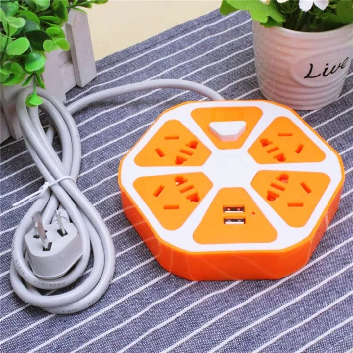 Multiple power socket Hexagon 4 USB ports with Charging Hole | Lazada PH