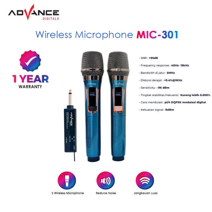 Mic Wireless Advance Mic-301 Mic Karaoke Profesional Dual Microphone ...