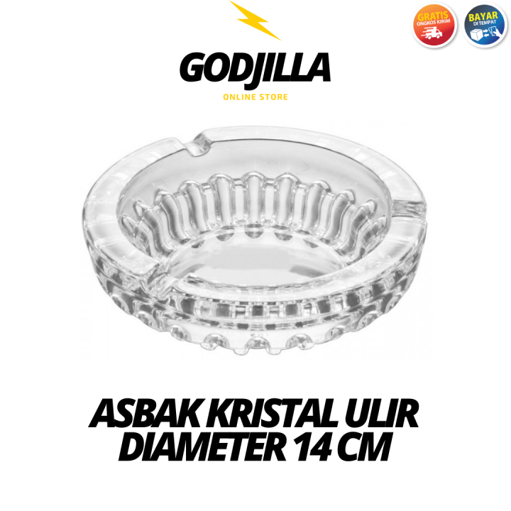 GODJILLA Asbak Rokok Kaca Ulir 14 cm Bening Harga Murah Ukuran Besar ...
