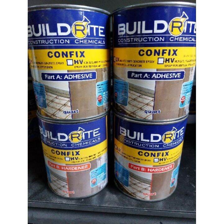 ♜Buildrite Confix Concrete Epoxy Choose - Low LV Or High HV Viscocity 1Liter Set AB | Lazada PH