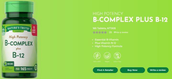 Nature's Truth B Complex + B 12 165 Tablets | Lazada PH