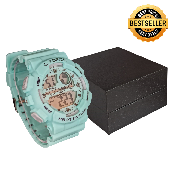 G-Force Protection Pastel Green Rubber Strap Fashion & Sport Watch for ...