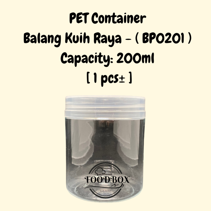 FOODBOX - BP0201 - Balang Kuih Raya - 200ml PET Container [ 1set ...