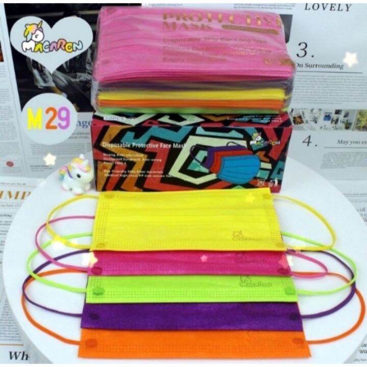 Assorted Mixed Colors 50 Pcs Face Mask Macaron and Ce Plus Black White ...