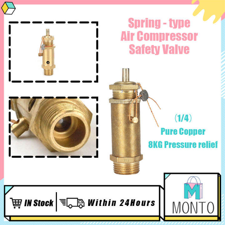 1/4" Spring Type Air Compressor Tank Safety Valve 8KG Pressure Relief ...