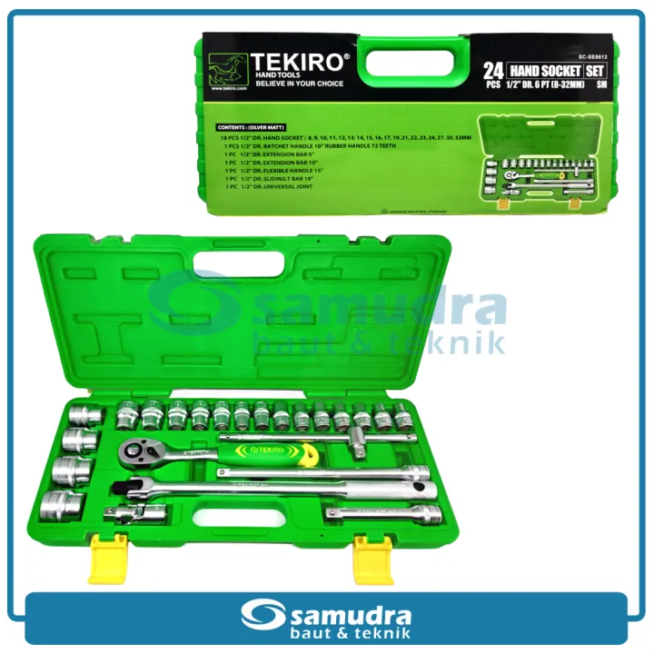 TEKIRO SC-SE0613 Kunci Sok Set 24 pcs 6PT Socket Wrench Shock Tool Kit | Lazada Indonesia