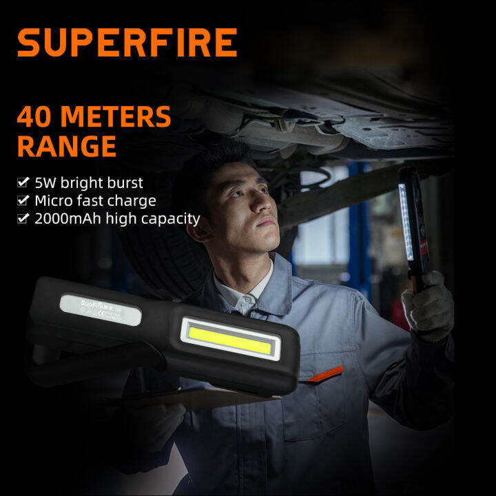 NEW SUPERFIRE G6 LED COB Flashlight Rechargeable Portable Multi-function Torch light Vehicle ...