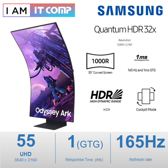 Samsung Odyssey Ark 55 Inch Curved Screen 4K UHD / 1MS / 165Hz / HDR ...