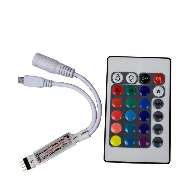 Mini Rgb Led Controller 4 Pin 24 Keys Dc 5v 12v Dimmer Ir Wireless 4pin ...