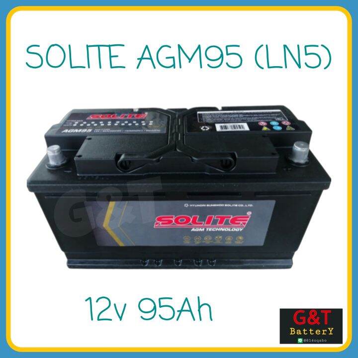SOLITE AGM95 (LN5) แบตเตอรี่รถยนต์ โซไลท์ 95Ah รองรับระบบ ISS แบตแห้ง แบตขั้วจม แบตรถยุโรป โซ ...