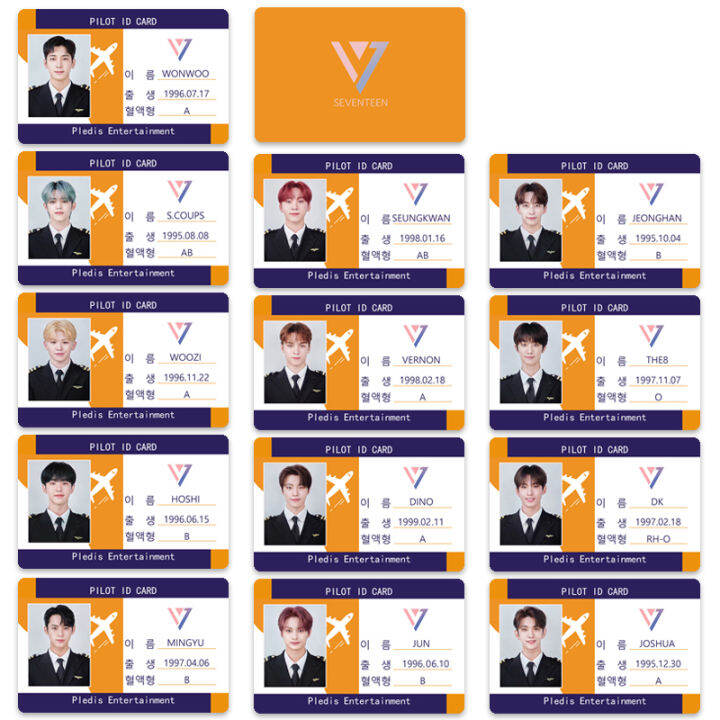 SEVENTEEN MAKNAE LINE PILOTS ID Card THE8 WOOZI JEONGHAN JOSHUA ...