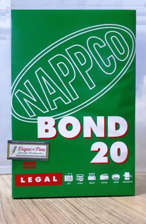 (LIQUE-PINE) NAPPCO BOND PAPER SUBSTANCE 20 (70GSM) LEGAL SIZE 500 ...