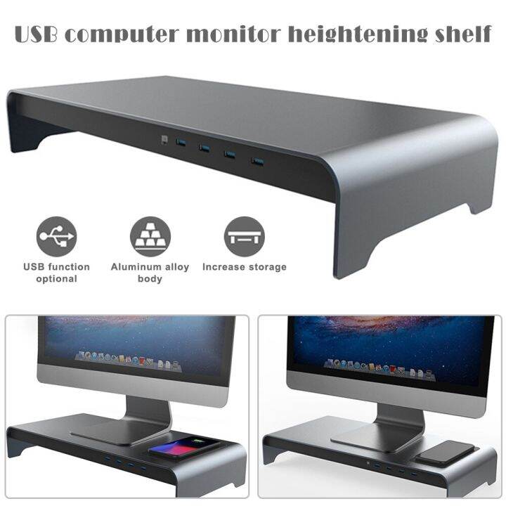 Smart Base Aluminum Alloy Computer Laptop Base Stand With 4 USB Hub C 3 ...