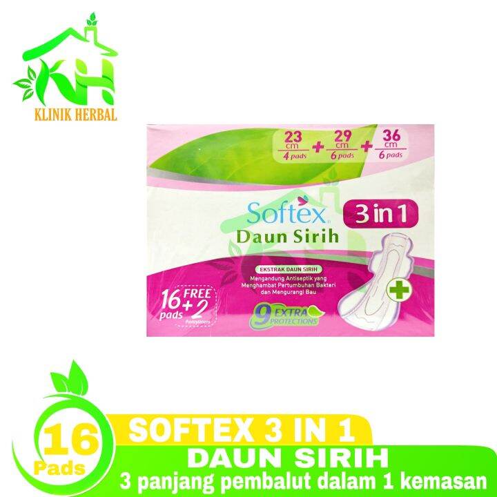 Softex Daun Sirih 3 In 1 Isi16 Pads + 2 Pantyliner | Lazada Indonesia