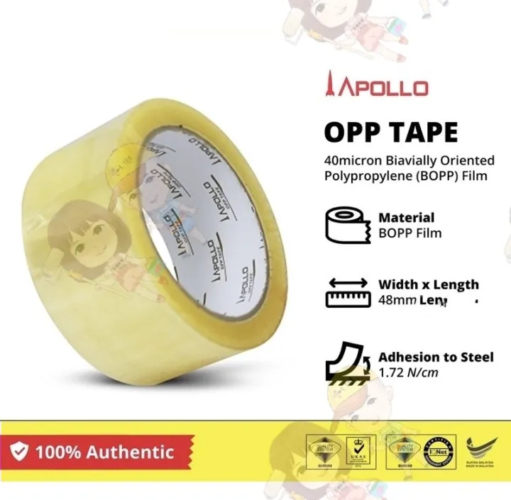 1BOX (96PCS) APOLLO OPP Tape 48MM x 90Y / Transparent Tape / 40MICRON CLEAR TRANSPARENT / 透明胶纸 ...