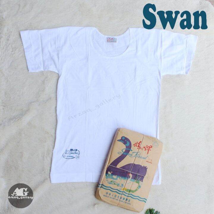 Kaos pakaian dalam oblong Putih polos merk SWAN brand cap angsa 100 % ...