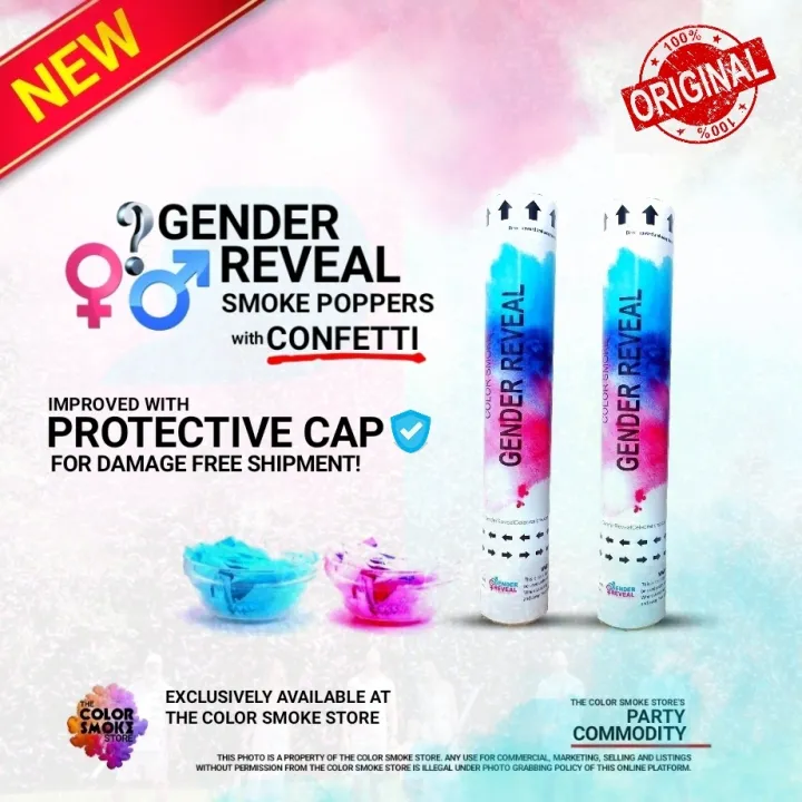 Gender Reveal Party Popper 30CM Smoke with Confetti | Lazada PH