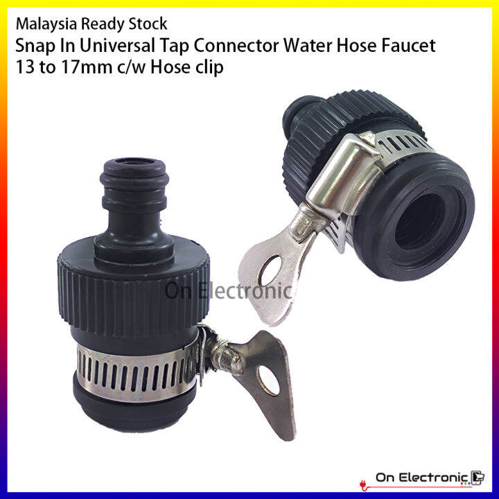 Snap In Universal Tap Connector Water Hose Faucet 13 to 17mm C/W Hose ...
