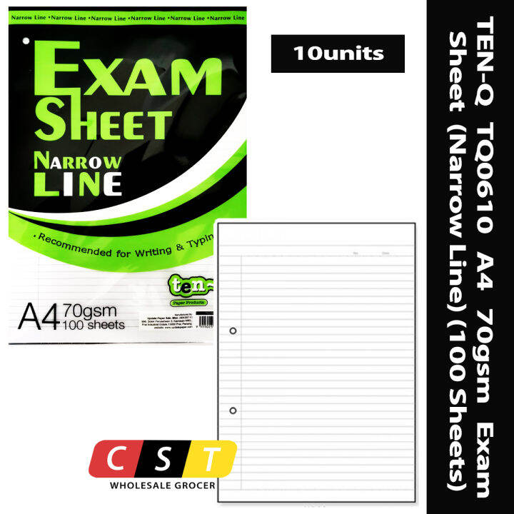 TEN-Q TQ0610 A4 70g Writing Paper Exam Sheet (Narrow Line)(100 Sheets ...