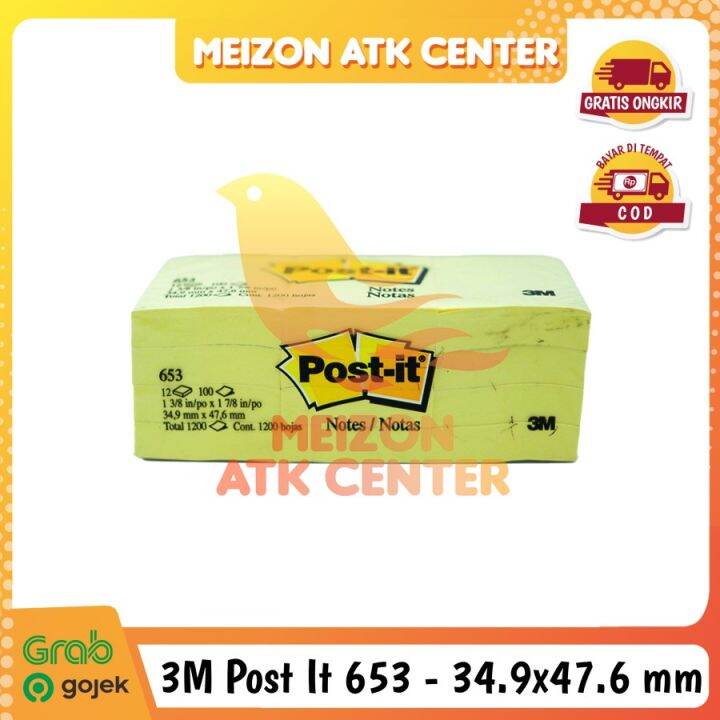 3M Post it 653 / Sticky Notes / Memo Kuning ORI[1PAD ] | Lazada Indonesia