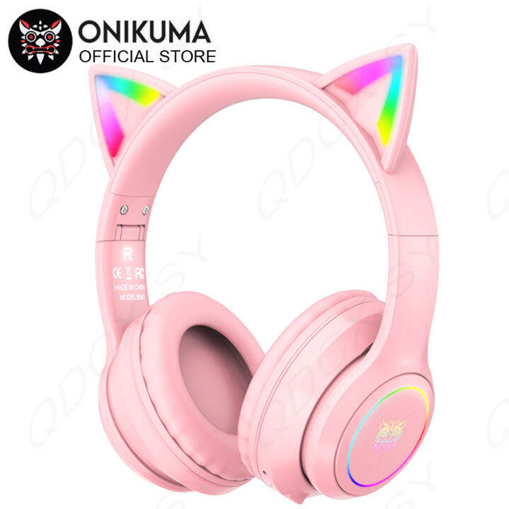 2022Bluetooth 5.0 Gaming Headset RGB Cat Ear Wireless Headphones with ...