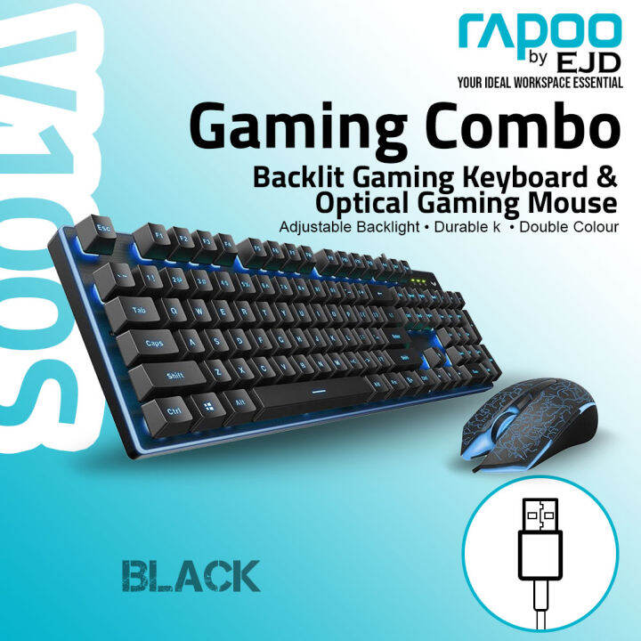 Rapoo V100S | Black Gaming Combo | Backlit Gaming Keyboard & Optical Gaming Mouse | keyboard and ...