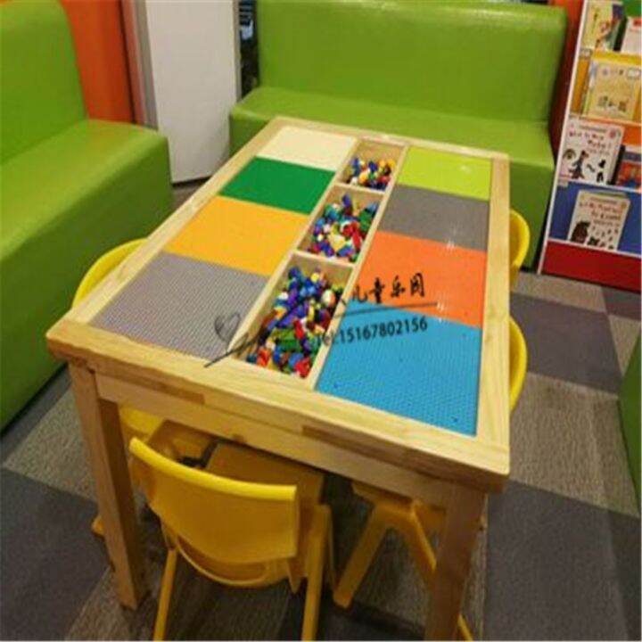 Lego building block table solid wood kindergarten compatible game table ...